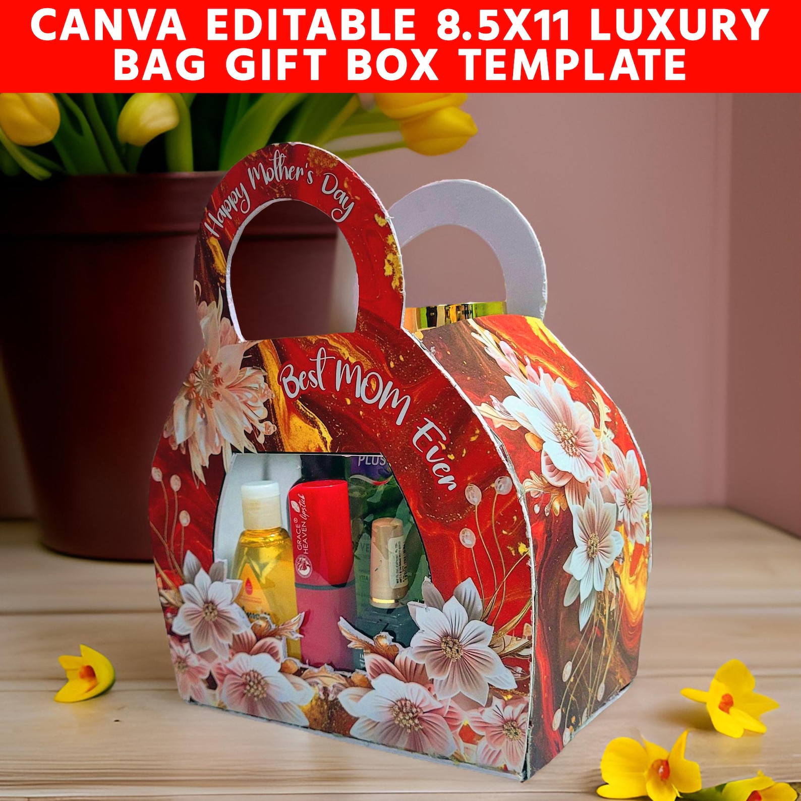 Canva Editable New 8.5x11 Bag Gift Box Design Template, DIY Custom Gift ...