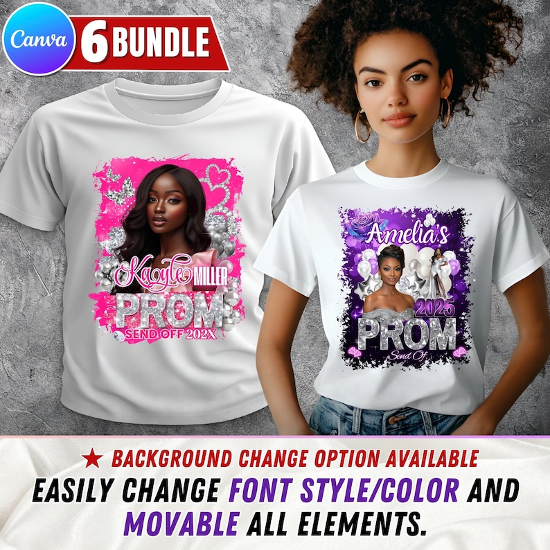 6x Viral Prom DTF Shirt Design Bundle, Prom T-shirt Design Canva ...