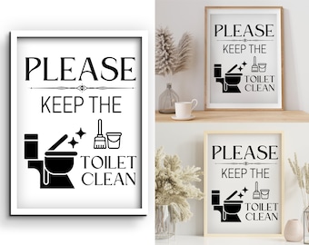 Please Help Keep Our Restrooms Clean Sign | Bathroom Etiquette Wall ...