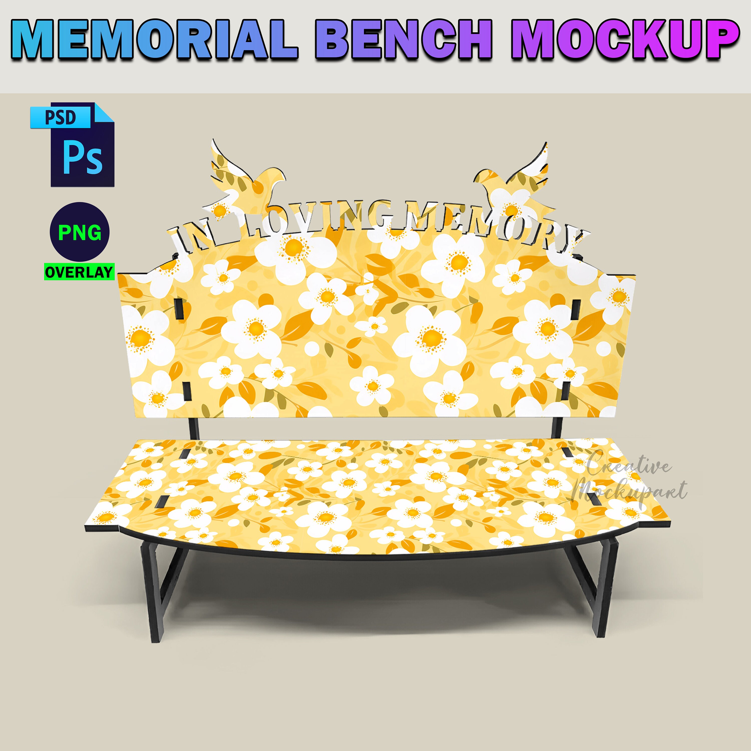 Dye Sublimation in Loving Memory Memorial Bench Mockup, Insert Your Own ...