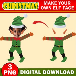 Christmas Add Your Own Photo Face, DIY Elf Yourself PNG Bundle, Elf ...