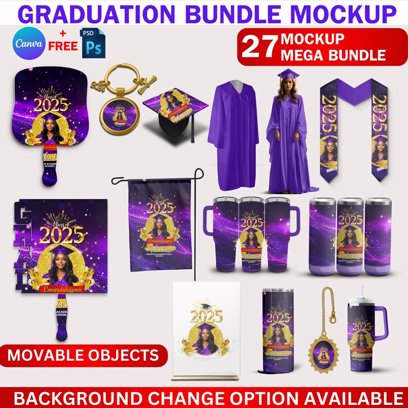 Canva Graduation Gift Set Mockup Bundle for Sublimation, Grad Stole ...