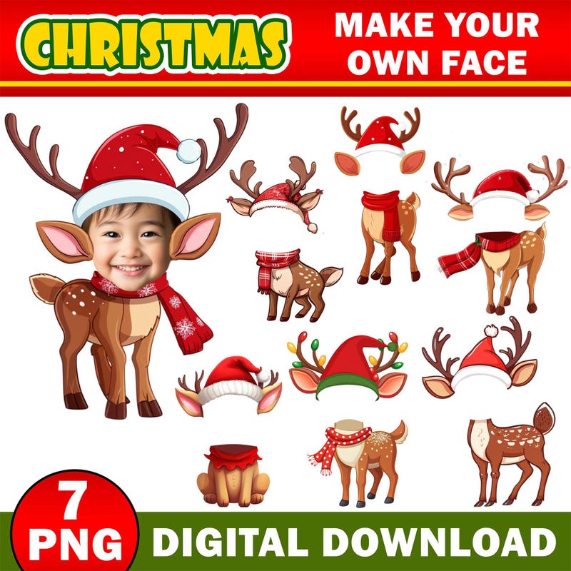 Reindeer Face Picture Svg - Etsy