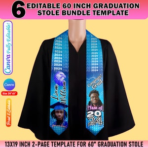 Graduation Stole Template Design Bundle for Graduation Sash Sublimation ...