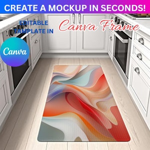 Canva Frame Kitchen Rug Mockup | Kitchen Room Carpet Mockup | Drag ...