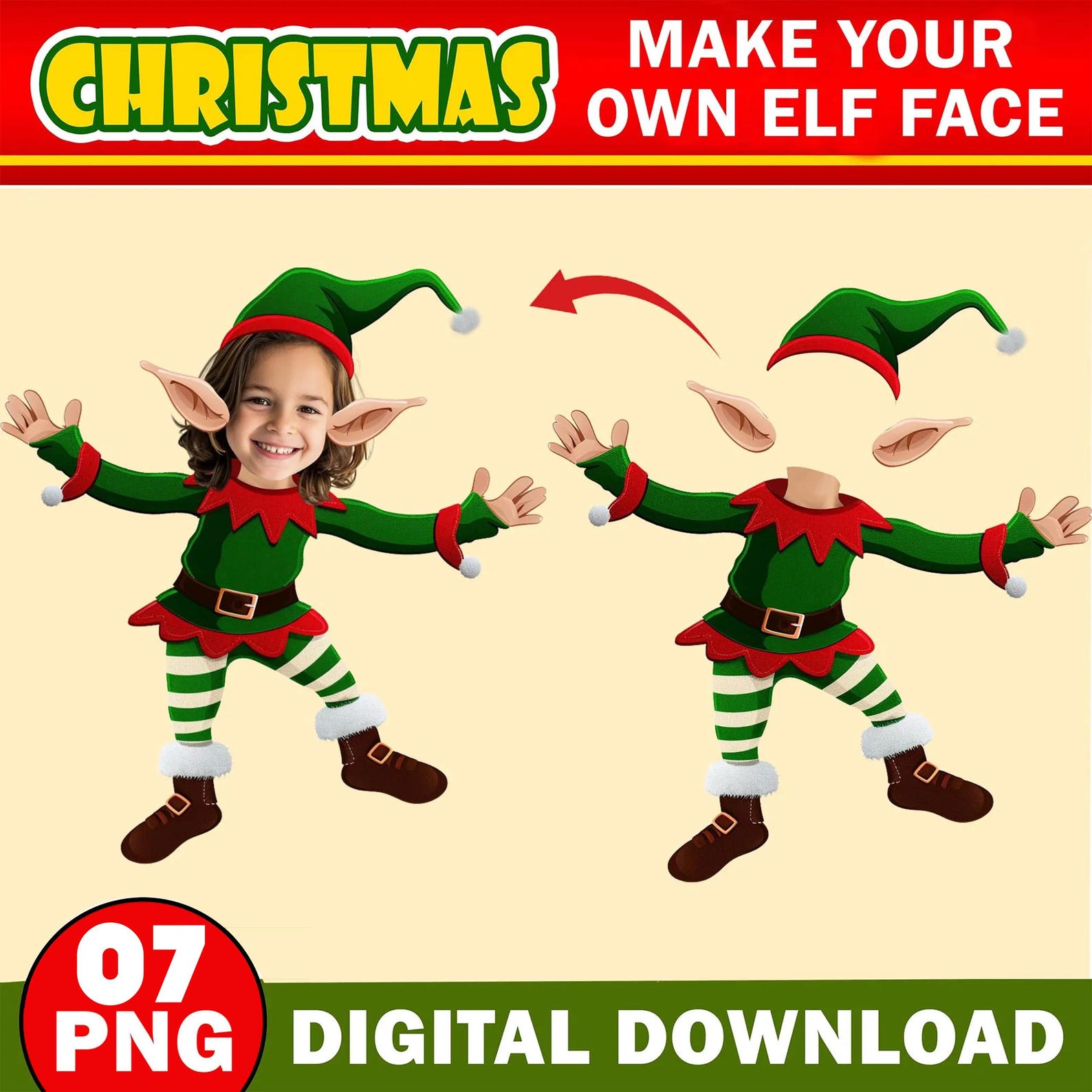Christmas Add Your Own Photo Face, DIY Elf Yourself PNG Bundle, Elf ...