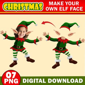 Christmas Add Your Own Photo Face, DIY Elf Yourself PNG Bundle, Elf ...