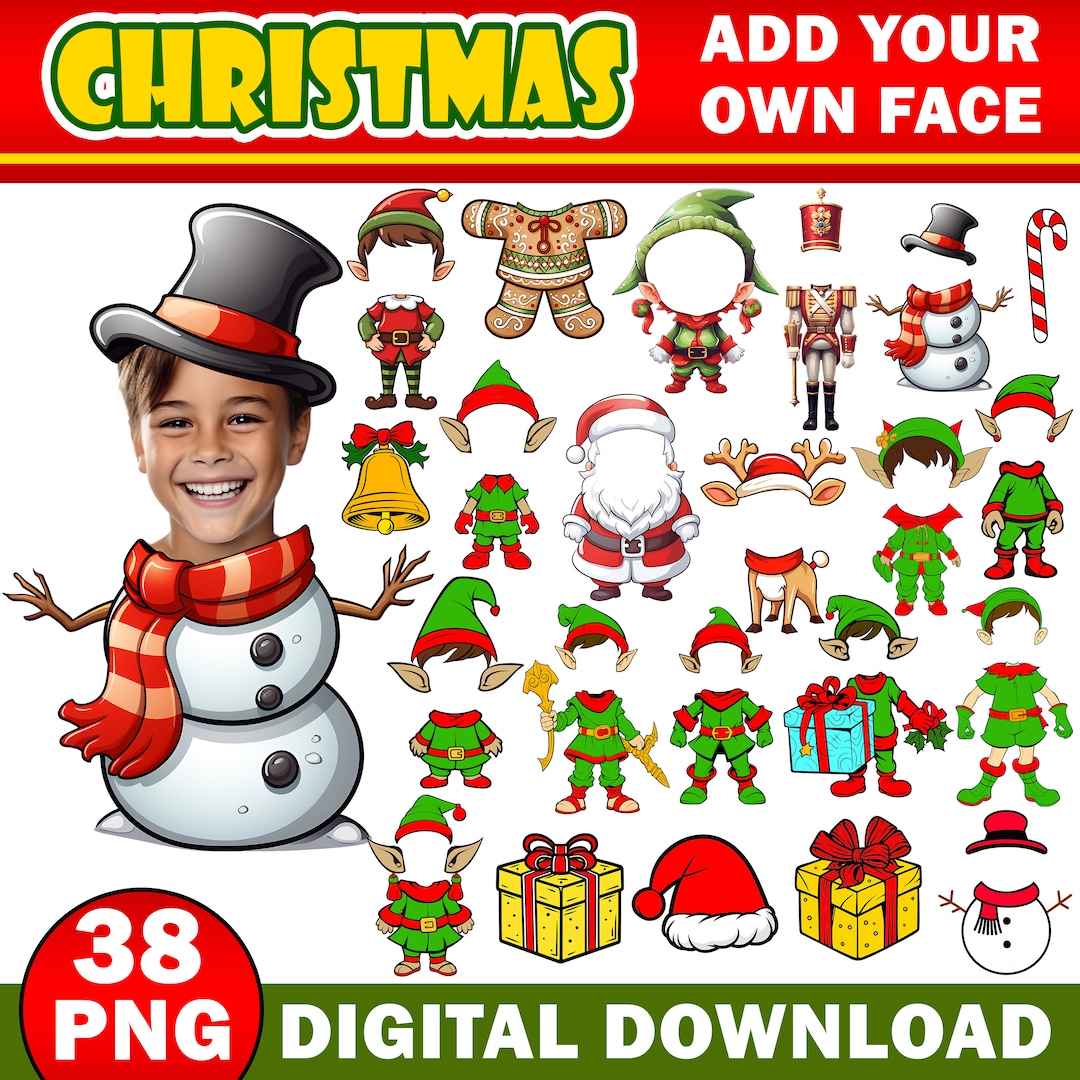 38 Christmas Add Your Own Photo Picture PNG MEGA Bundle Santa Elf ...