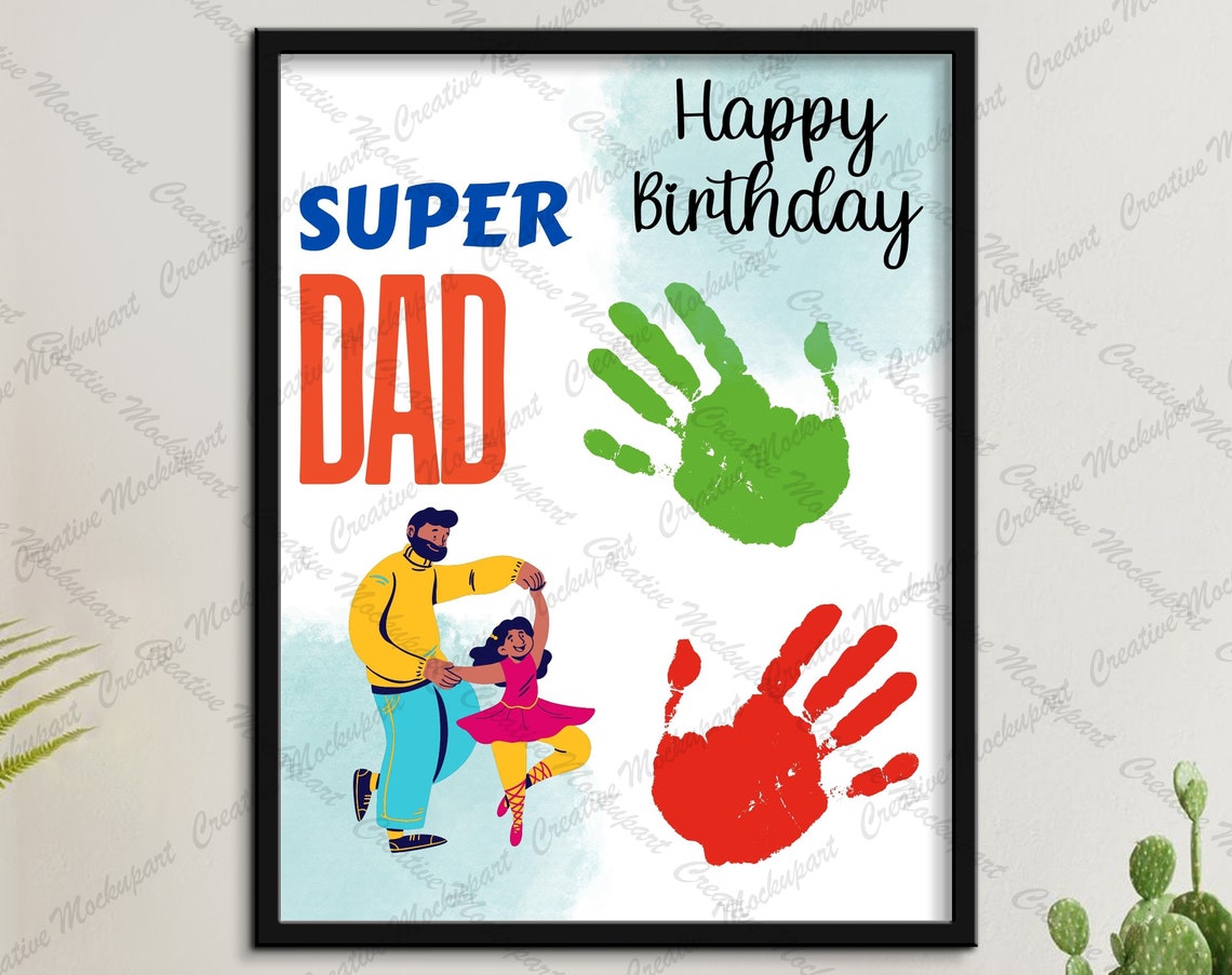 Happy Birthday Dad Handprint Art Bundle | Footprint Art Craft ...