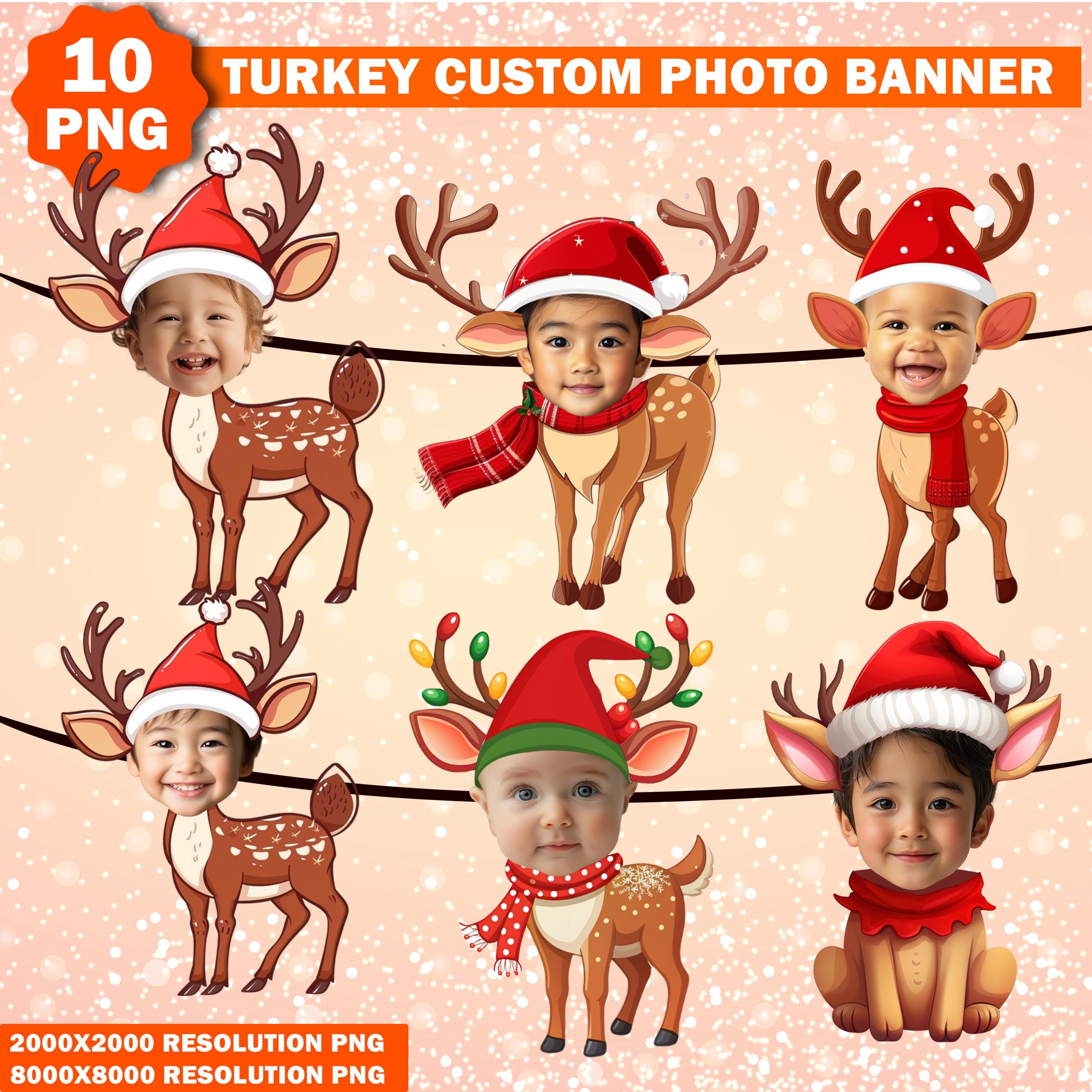 Add Your Own Custom Reindeer Photo Face Banner, DIY Reindeer Yourself ...