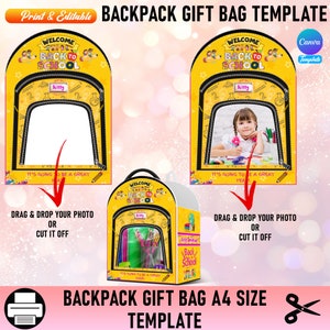 10 Backpack Gift Box Design Bundle, Book Bag Gift Box Canva Template ...