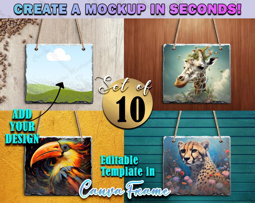 Canva Frame Hanging Rectangle (11.8x9.8) Slate Mockup for Dye ...