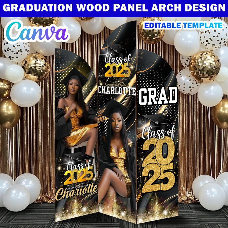 Editable Graduation Wooden Arch Panel Design Canva Backdrop Template ...
