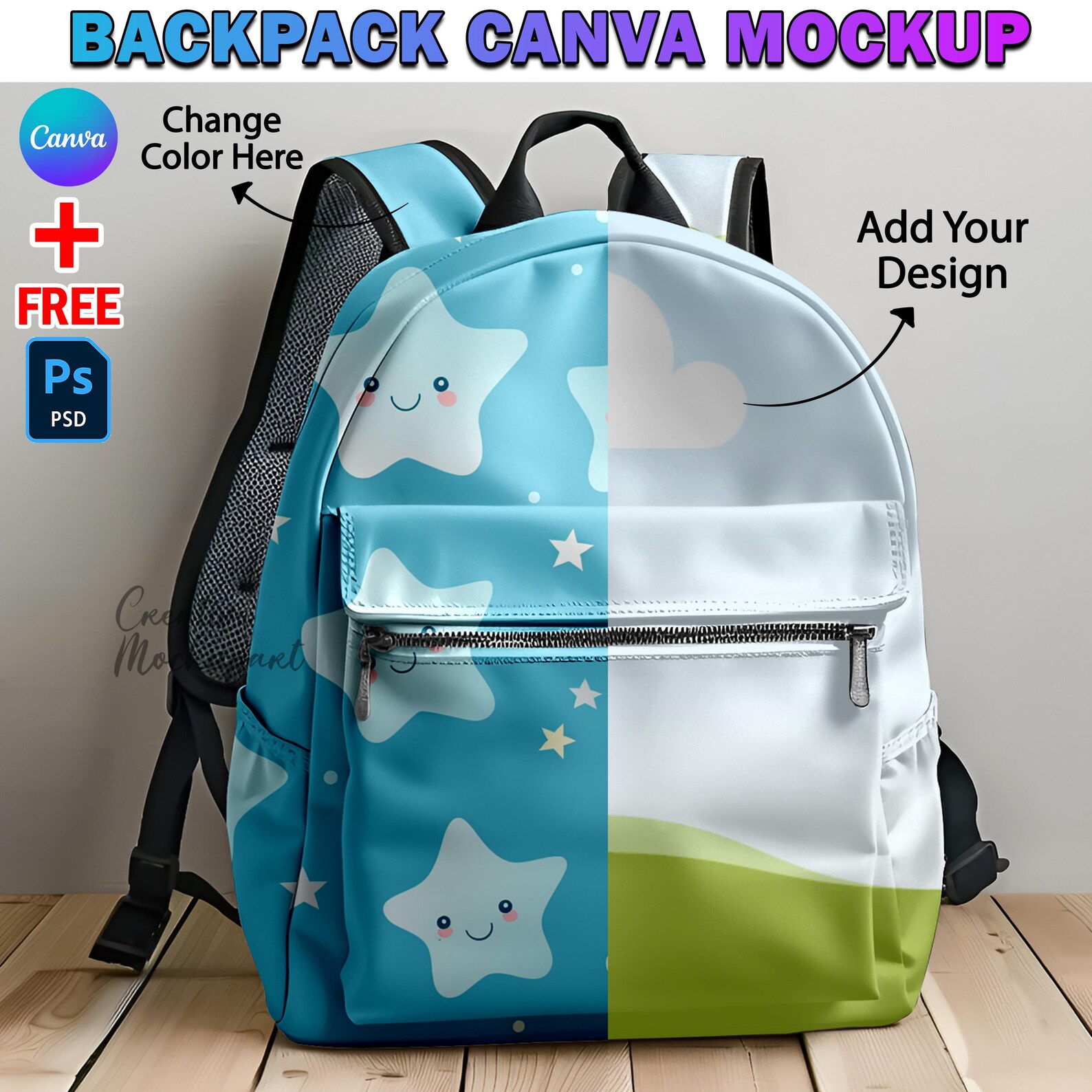 30x Canva Dye Sublimation AOP Backpack Mockup Bundle, AOP Backpack for ...