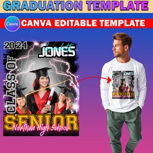 Canva Graduation T-shirt Design Bundle, Editable Canva Template, Grad ...