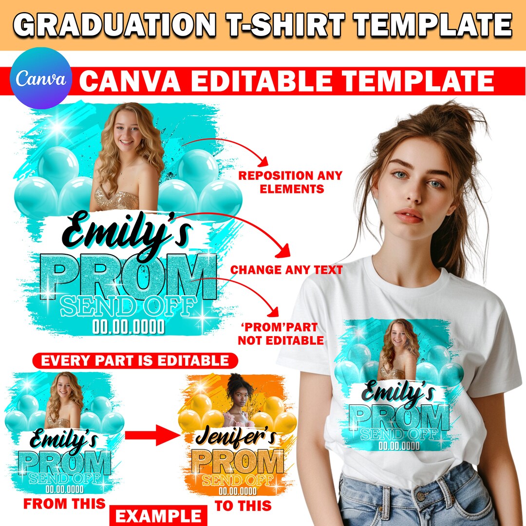 Customizable Prom Send off T Shirt Design, Editable Canva, Prom T Shirt ...
