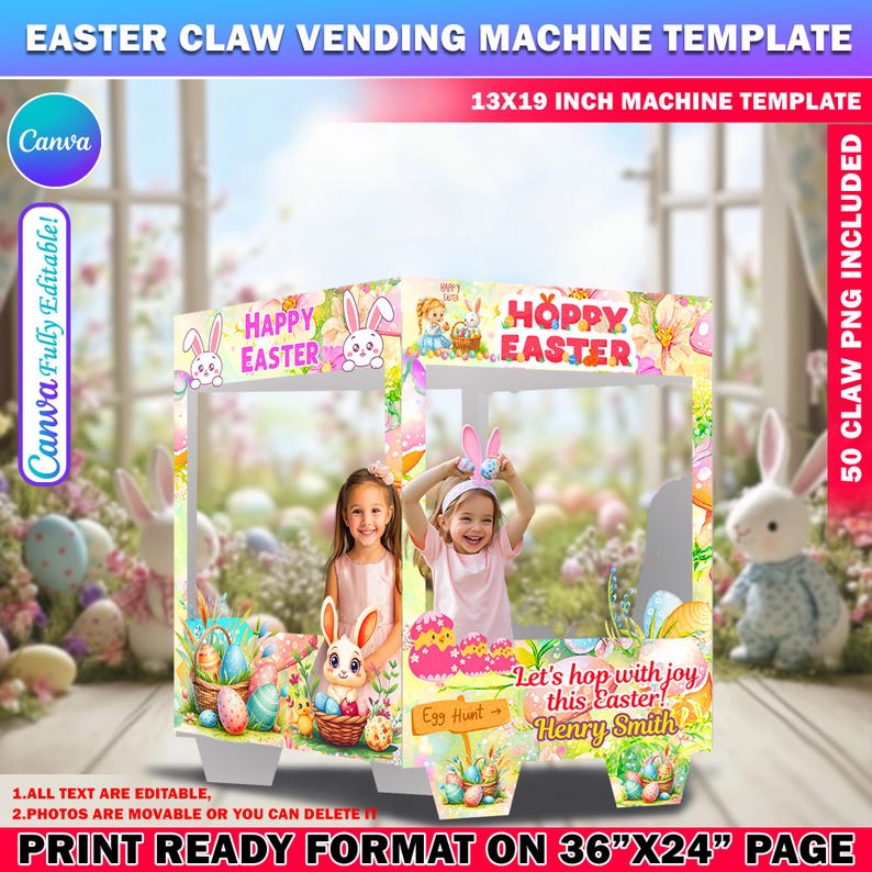 Editable Canva Easter Claw Vending Machine Template, 13 X 19 Easter ...