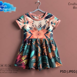 Short Sleeve Peplum Kids Dress Mockup | Girls Dress Mockup | Insert ...