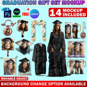 Dye Sublimation Graduation Gift Set Mockup Bundle, Grad Stole, Fan, Pin ...