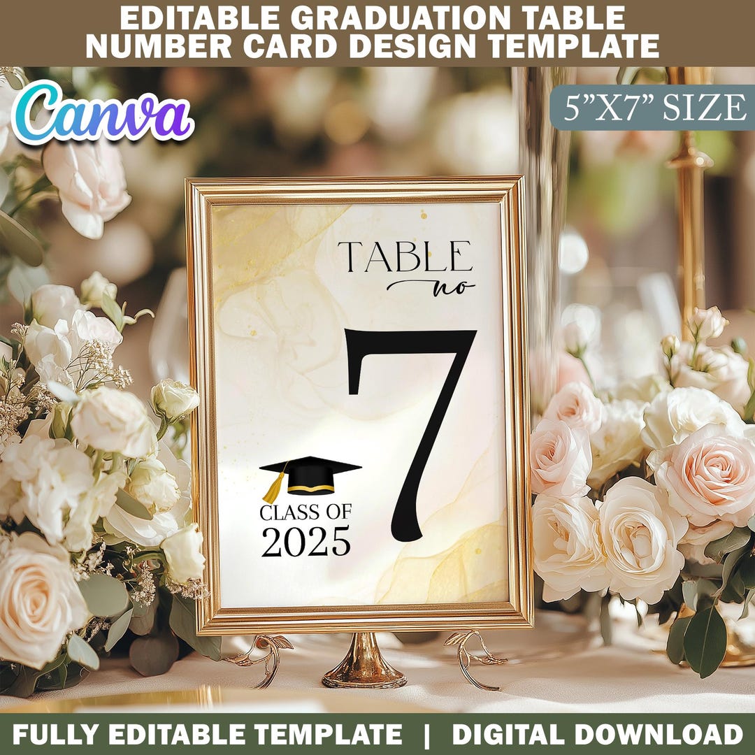 Printable Graduation Table Number Card Design Template, Simple Grad ...