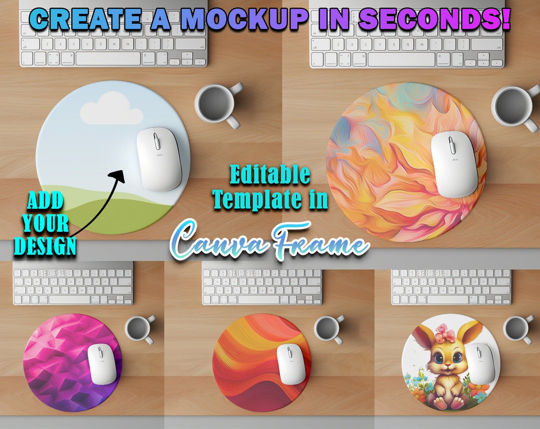 Canva Frame Round Mousepad Mockup Template | Styled Stock Photography ...