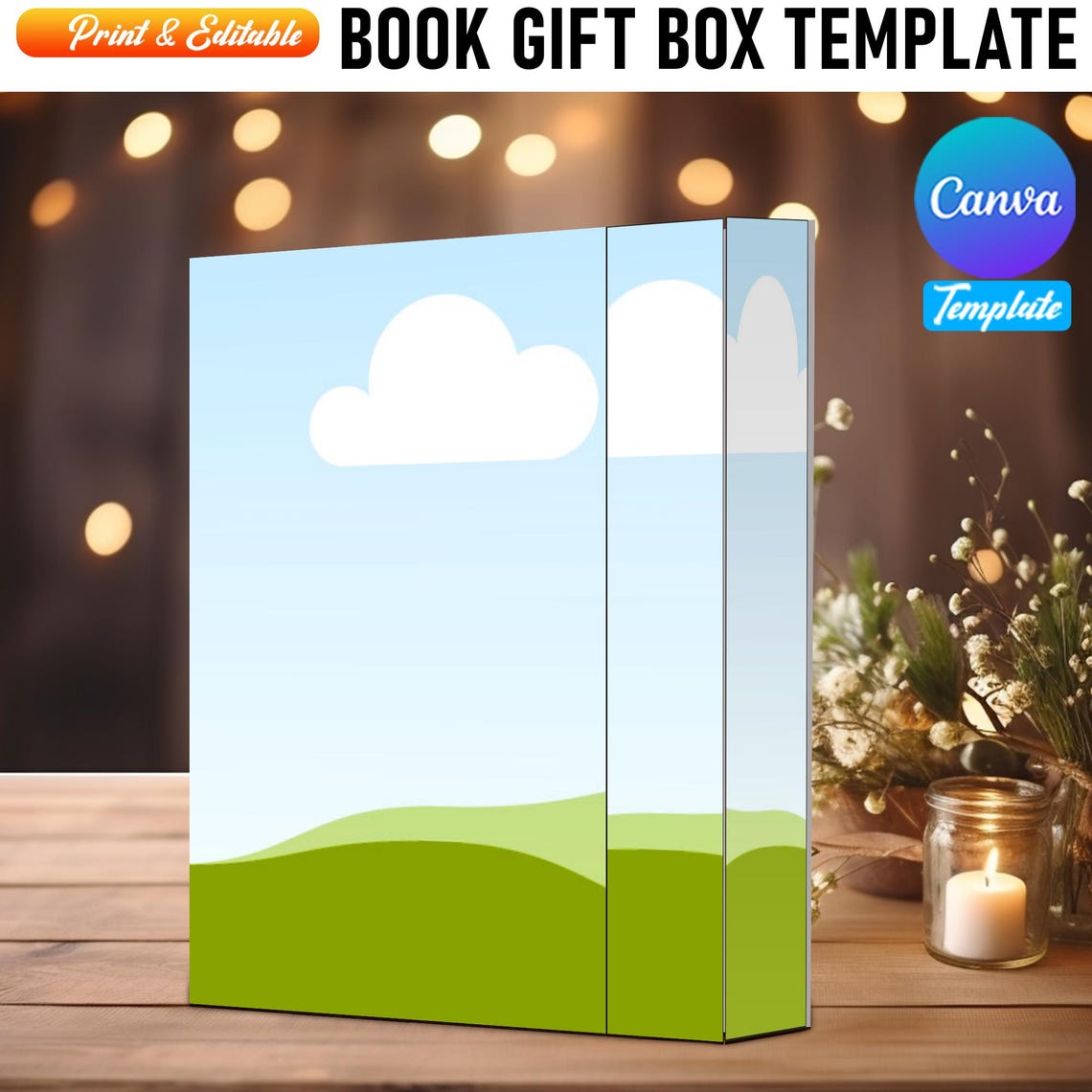 Book Box Template, Canva Editable Treat Book Box, Teacher's Day Gift ...