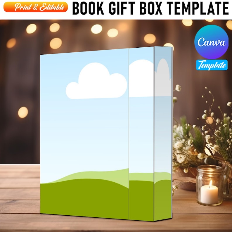 Book Box Template, Canva Editable Treat Book Box, Teacher's Day Gift ...