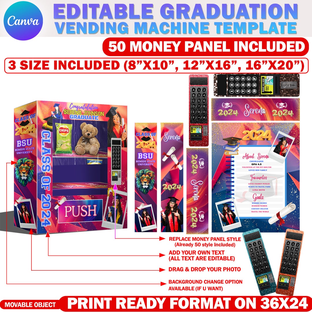 Canva Graduation Vending Machine Template, 2024 Graduation Gift ...