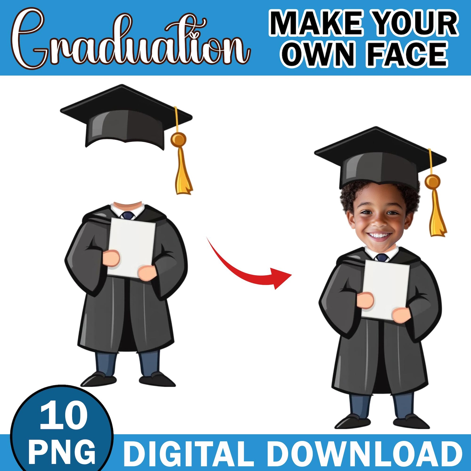 DIY Kindergarten Graduate Yourself PNG, Graduation Add Your Own Photo ...