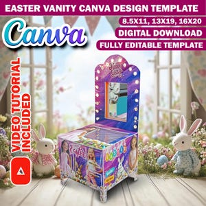 Easter Vanity Gift Box Canva Template, Foam Board Easter Basket Gift ...