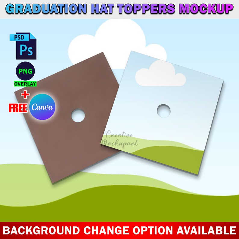 Dye Sublimation Graduation Hat Topper Mockup, Photo Frame Grad Cap ...