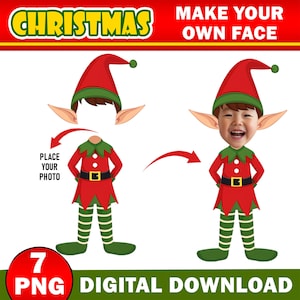Christmas Add Your Own Photo Face, DIY Elf Yourself PNG Bundle, Elf ...