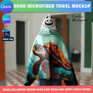 Canva Hood Microfiber Towel Mockup for Sublimation, Hooded Towel Mockup ...