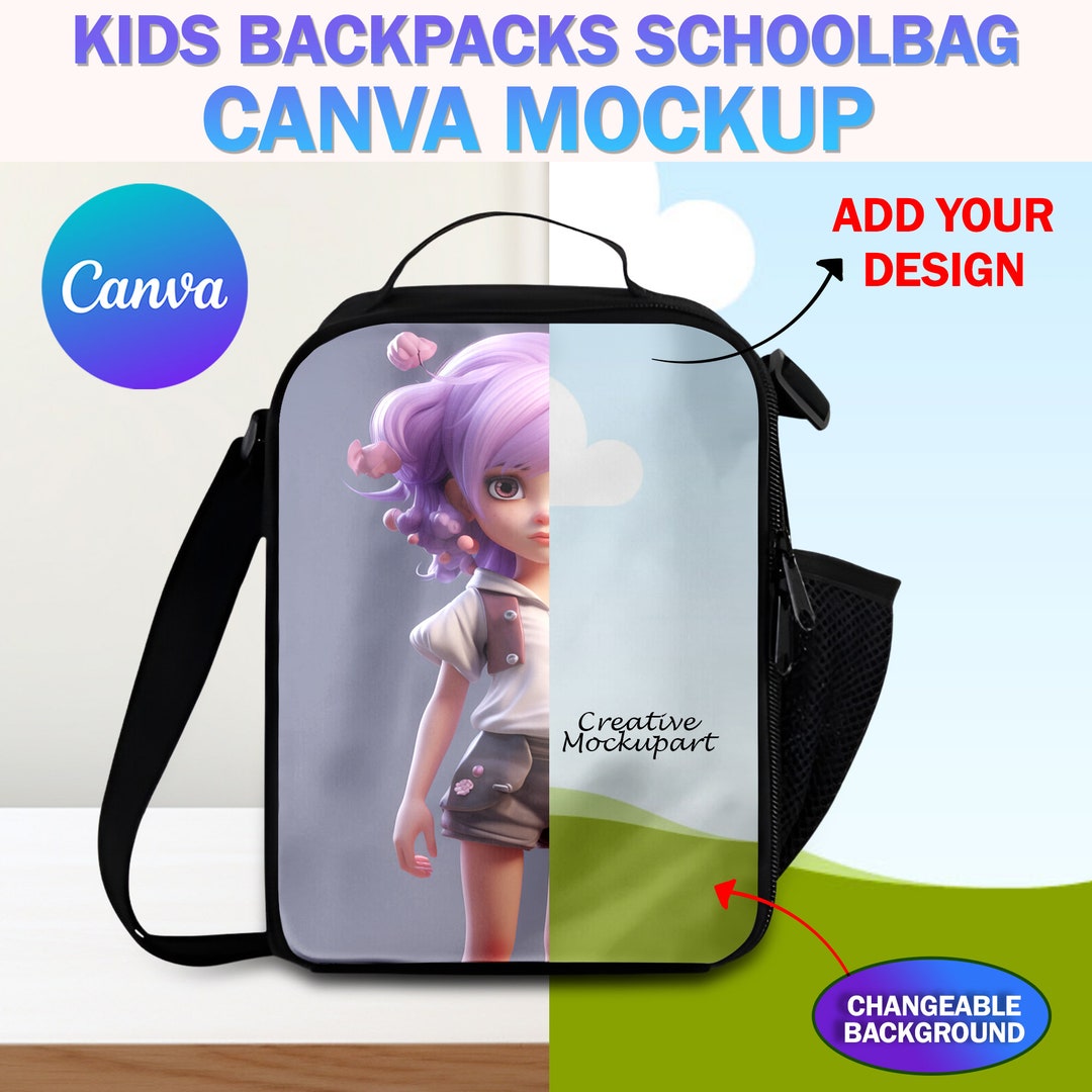 Canva DYE Sublimation Kids Backpacks Mockup, Neoprene Schoolbag Mockup ...