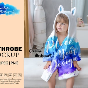 Bathrobe Mockup | Kids Bathing Robe Mockup, Kids Bath Towel Mockup ...