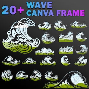 20 Ocean Wave Canva Frames Bundle: Create Your Own Summer Projects Wave ...
