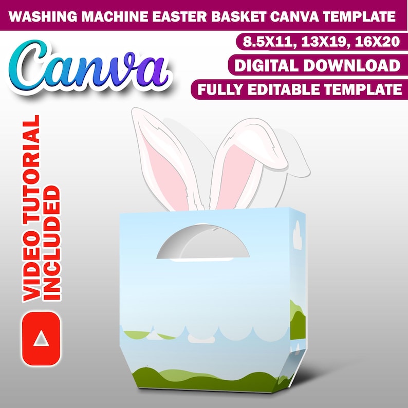 Easter Gift Box Canva Template, Foam Board Easter Basket Gift Box ...