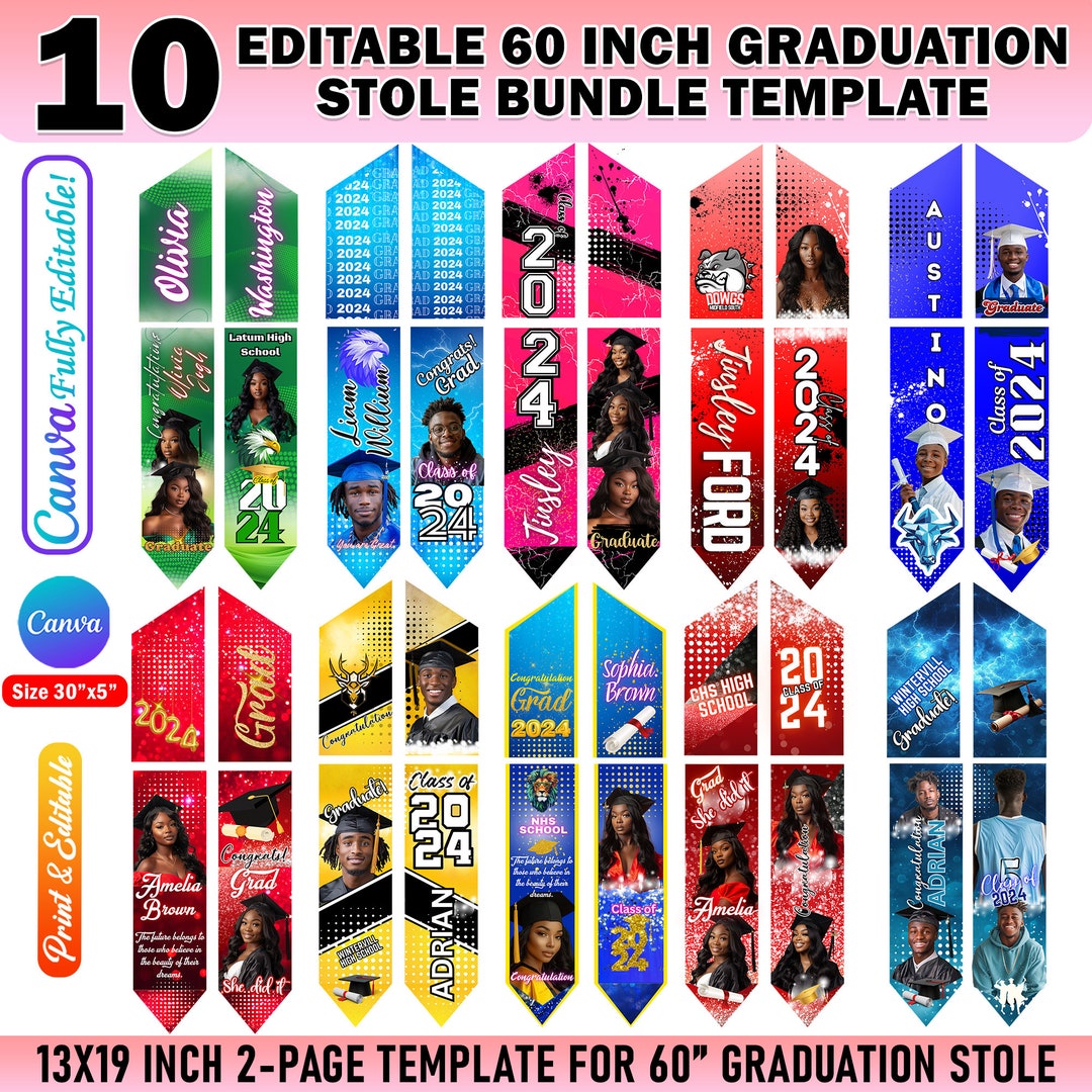 10 Graduation Stole Template Design Bundle for Graduation Sash ...