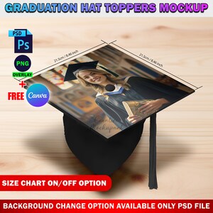 Dye Sublimation Graduation Hat Topper Mockup, Photo Frame Grad Cap ...