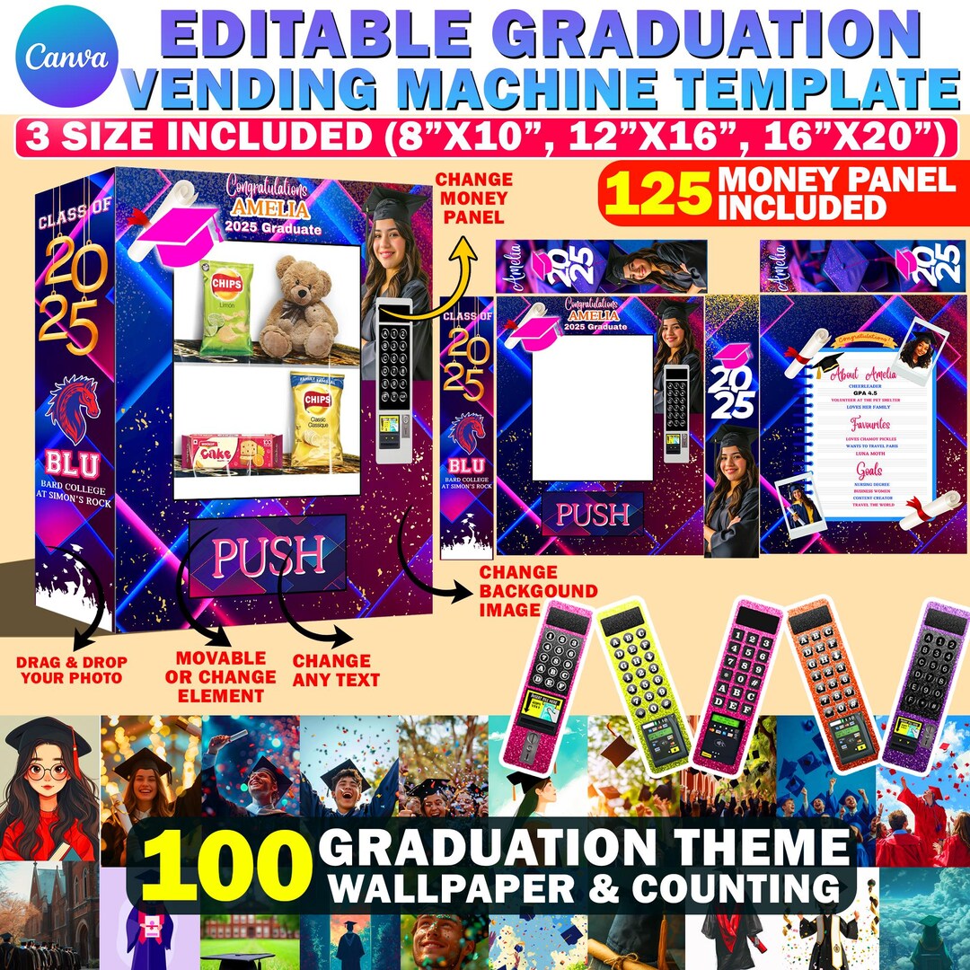 Graduation Vending Machine 2025 Template, Graduation Gift, Birthday ...