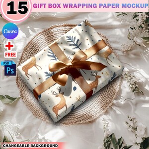 Canva 15x Gift Box & Wrapping Paper Mockup Bundle, Insert Design ...