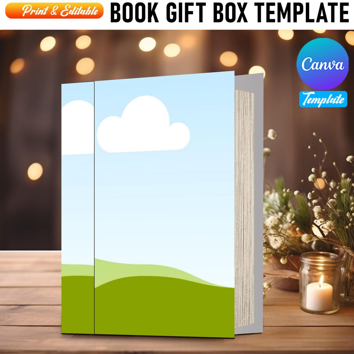 Book Box Template, Canva Editable Treat Book Box, Teacher's Day Gift ...