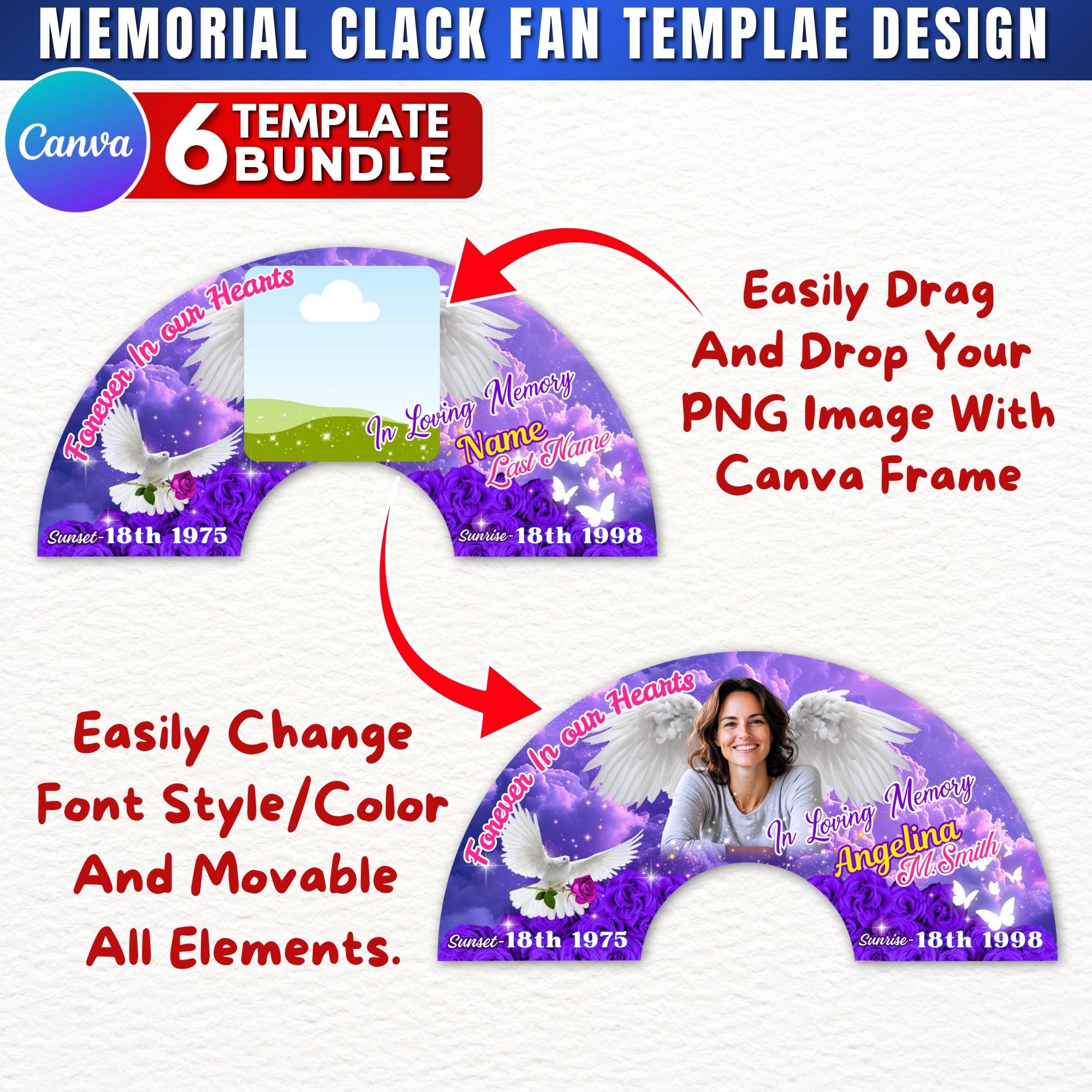 6x Clack Fan Memorial Design Canva Templates, Fully Editable Drag ...