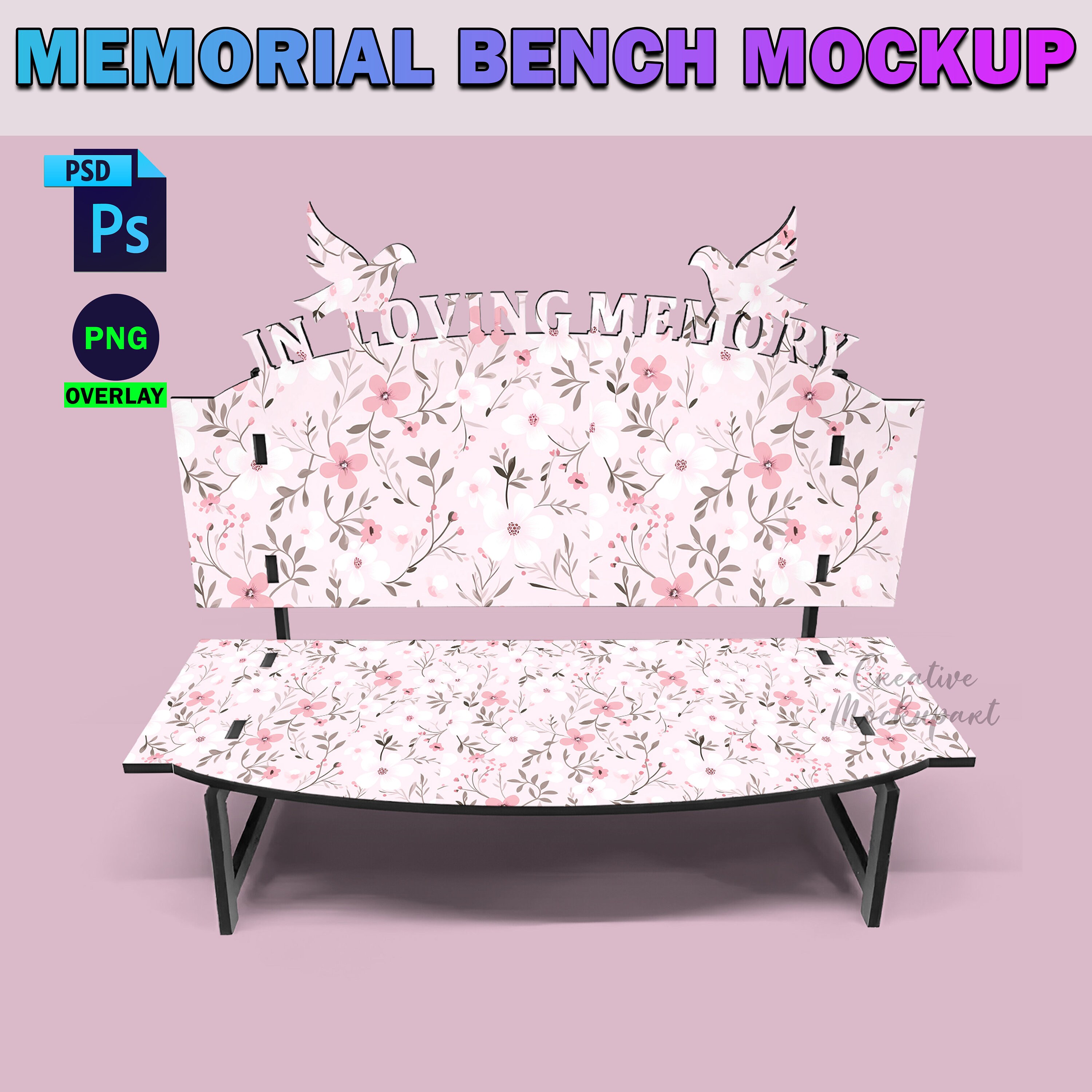 Dye Sublimation in Loving Memory Memorial Bench Mockup, Insert Your Own ...