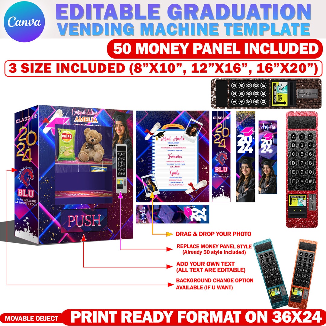 Graduation Vending Machine 2024 Template, Graduation Gift, Birthday ...