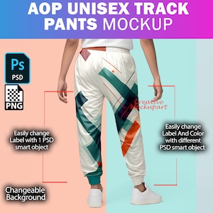 All-over Print Unisex Track Pants Mockup | POD Track Pants Mockup for ...