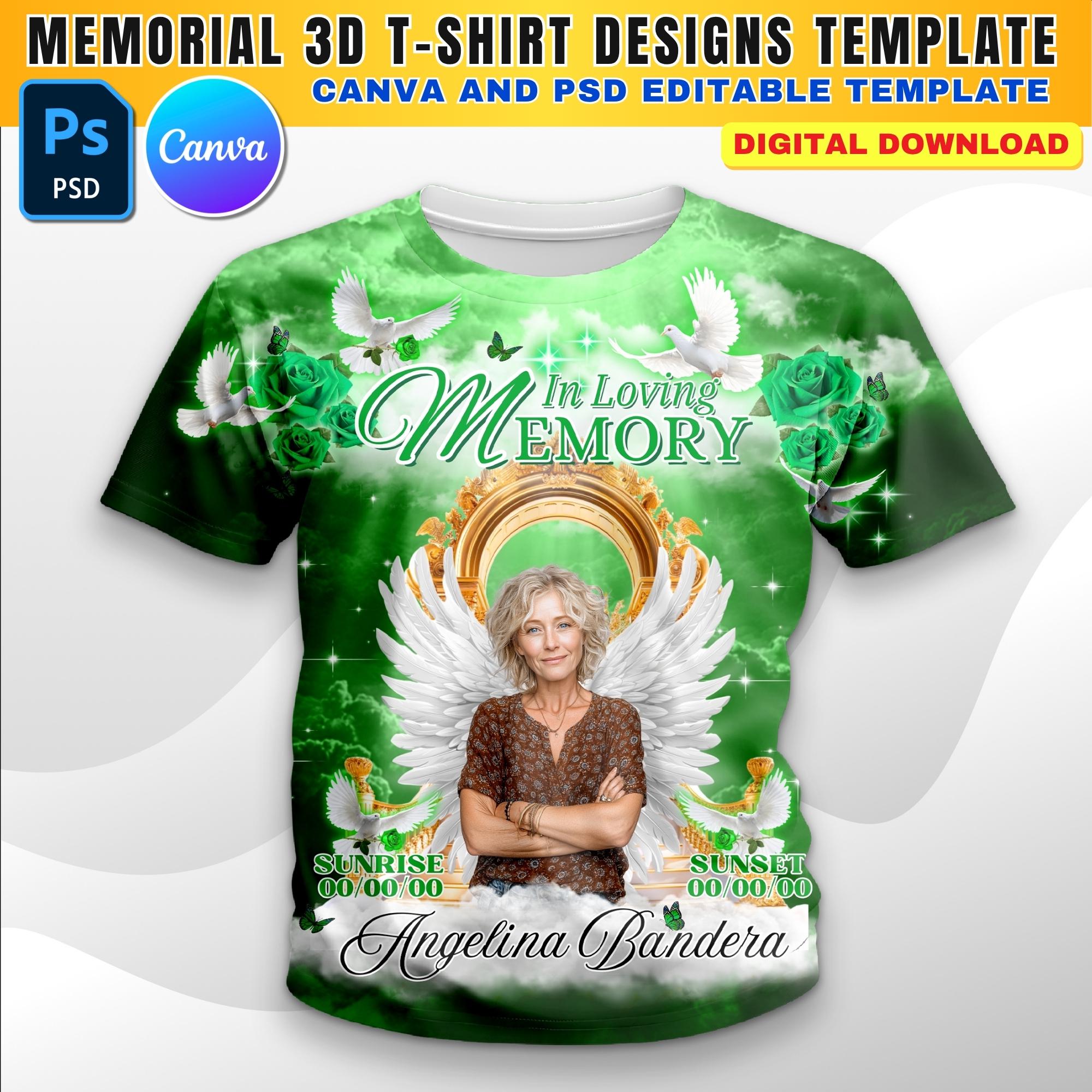 In Loving Memory 3D All Over T-shirt Design, Memorial Green T-shirt ...