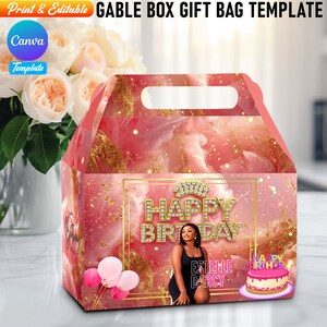 5 Editable Gable Box Gift Bag Design Template Bundle, Birthday Favor ...