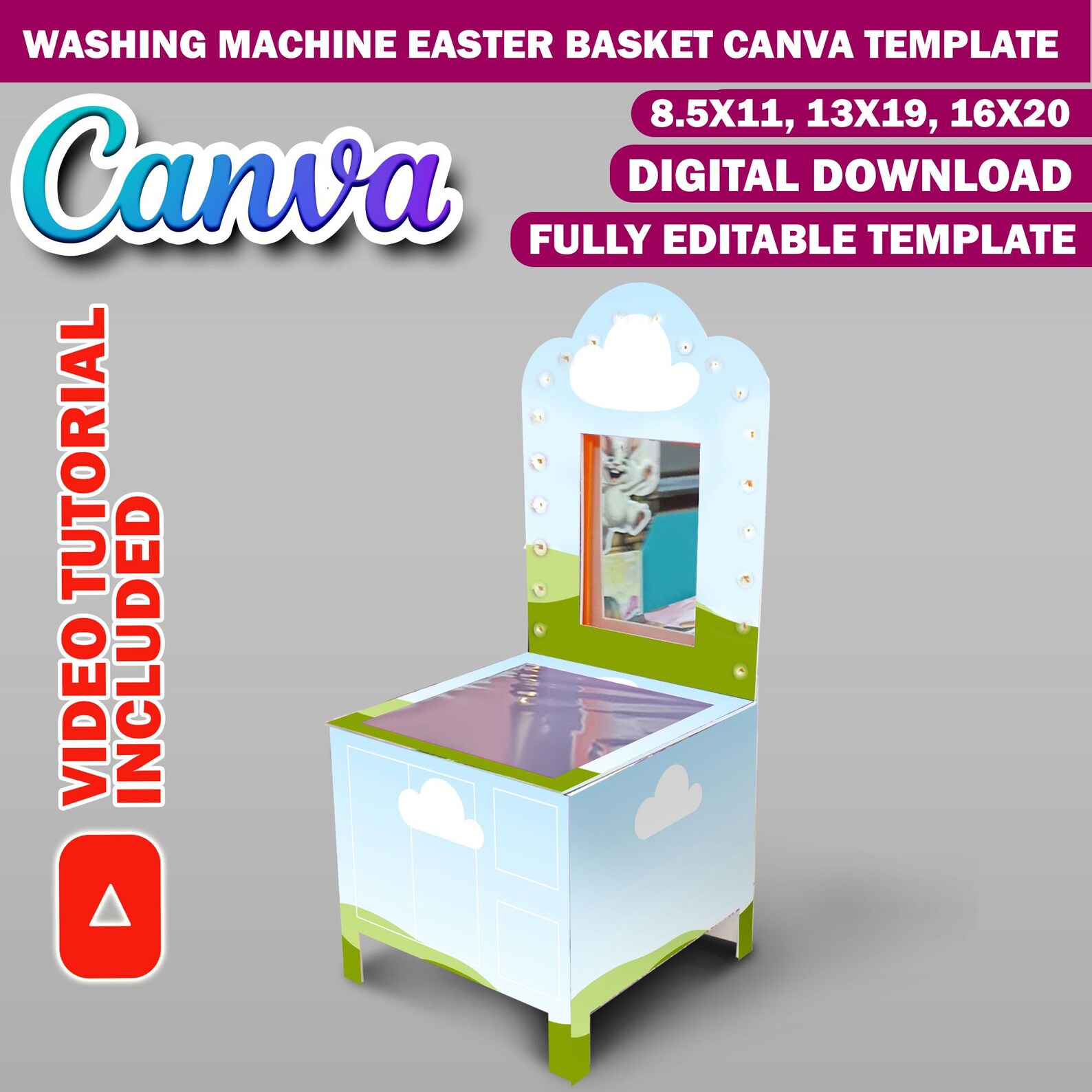 Easter Vanity Gift Box Canva Template, Foam Board Easter Basket Gift ...