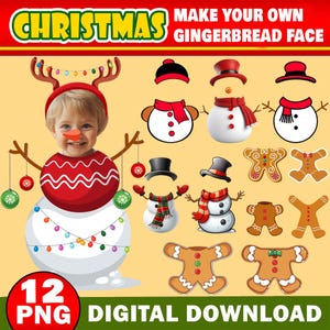 Snowman and Gingerbread Add Your Own Photo Picture PNG Bundle ...